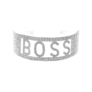 arsimus boss crystal rhinestone choker necklace (boss (silver))