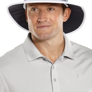 Coolibar UPF 50+ Men's Women's Fore Golf Hat - Sun Protective (Large/X-Large- White/Steel Grey)