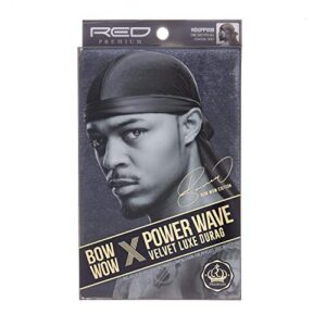 kiss red bow wow power wave velvet luxe durag (charcoal grey)