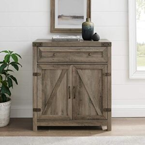 Walker Edison Cass Modern Farmhouse Double Barn Door Accent Cabinet, 30 Inch, Grey Wash