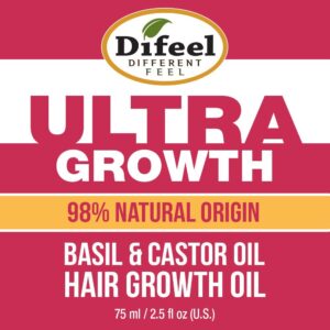 Difeel Ultra Hair Growth Oil Infused with Basil and Castor Oil 2.5 ounce (2-PACK)