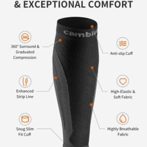 CAMBIVO 3 Pairs Calf Compression Sleeve for Women and Men,Leg Brace for Running, Cycling, Shin Splint Support for Working out, Footless Compression Socks(Gray, Large-X-Large)