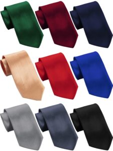 satinior 9 pieces men's slim tie skinny necktie solid color tie retro classic 3 inches skinny ties, multicoloured, one size