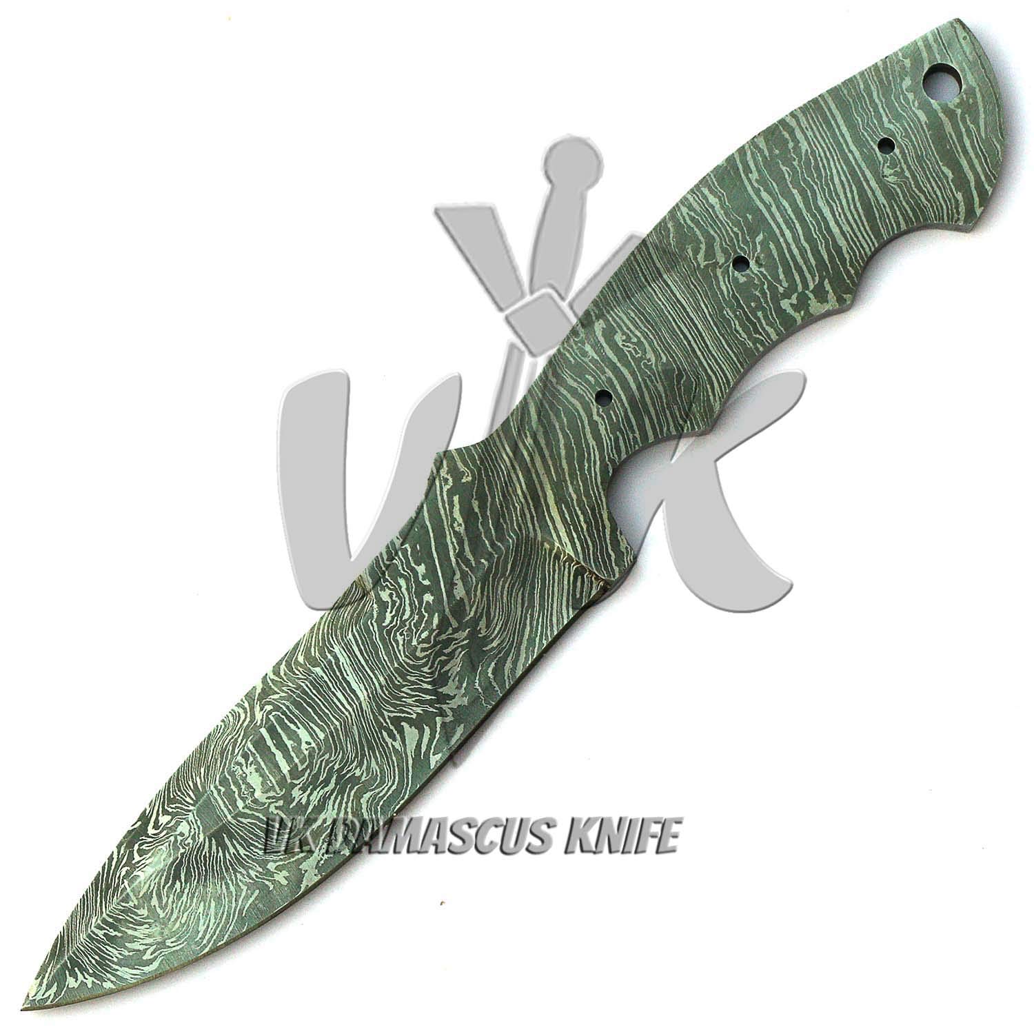 Damascus Steel Blank Blades for Knife Making Supplies, Full Tang Handmade 9 inch Damascus Hunting Knife Blank JNR 4055