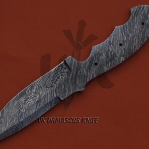 Damascus Steel Blank Blades for Knife Making Supplies, Full Tang Handmade 9 inch Damascus Hunting Knife Blank JNR 4055