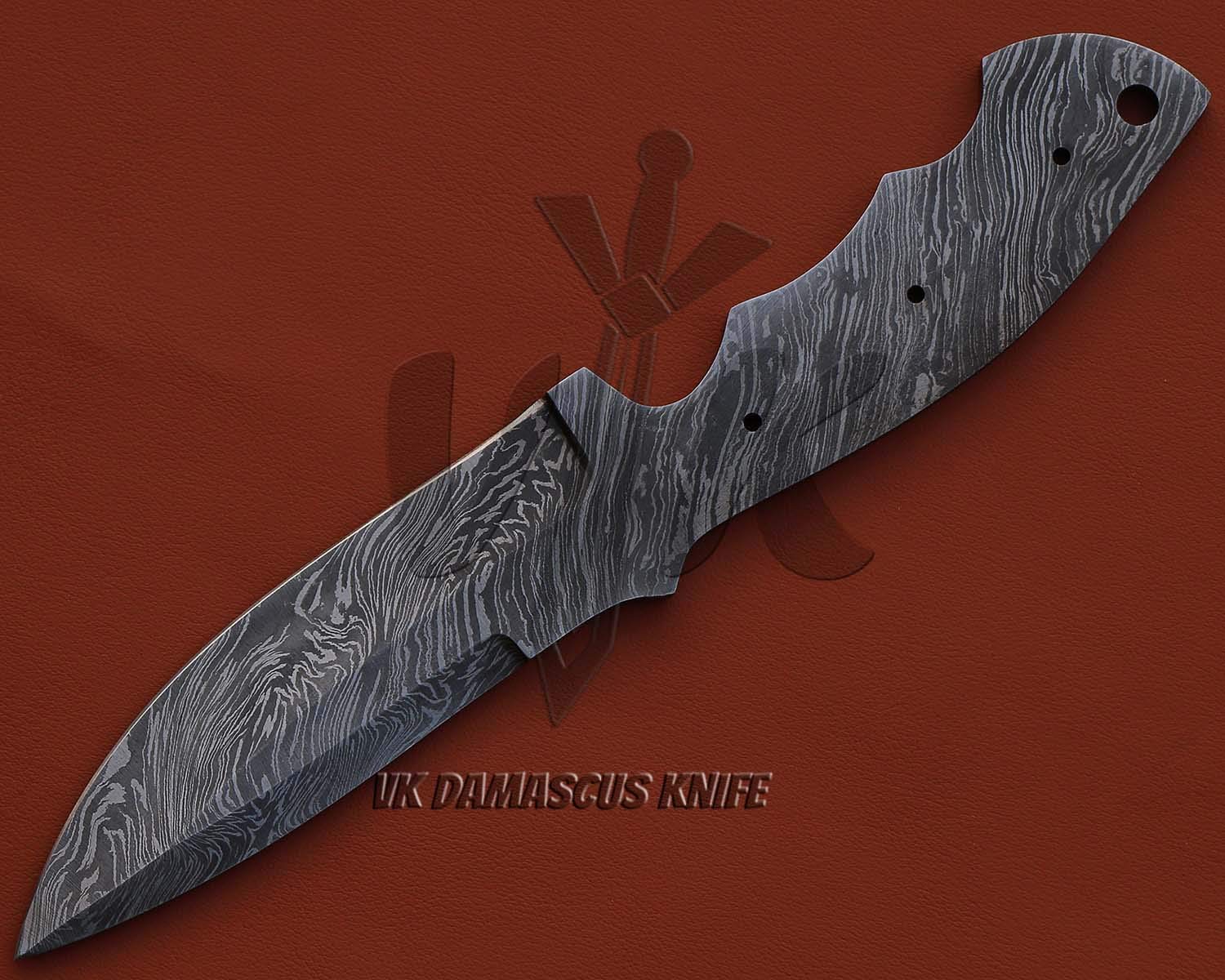 Damascus Steel Blank Blades for Knife Making Supplies, Full Tang Handmade 9 inch Damascus Hunting Knife Blank JNR 4055