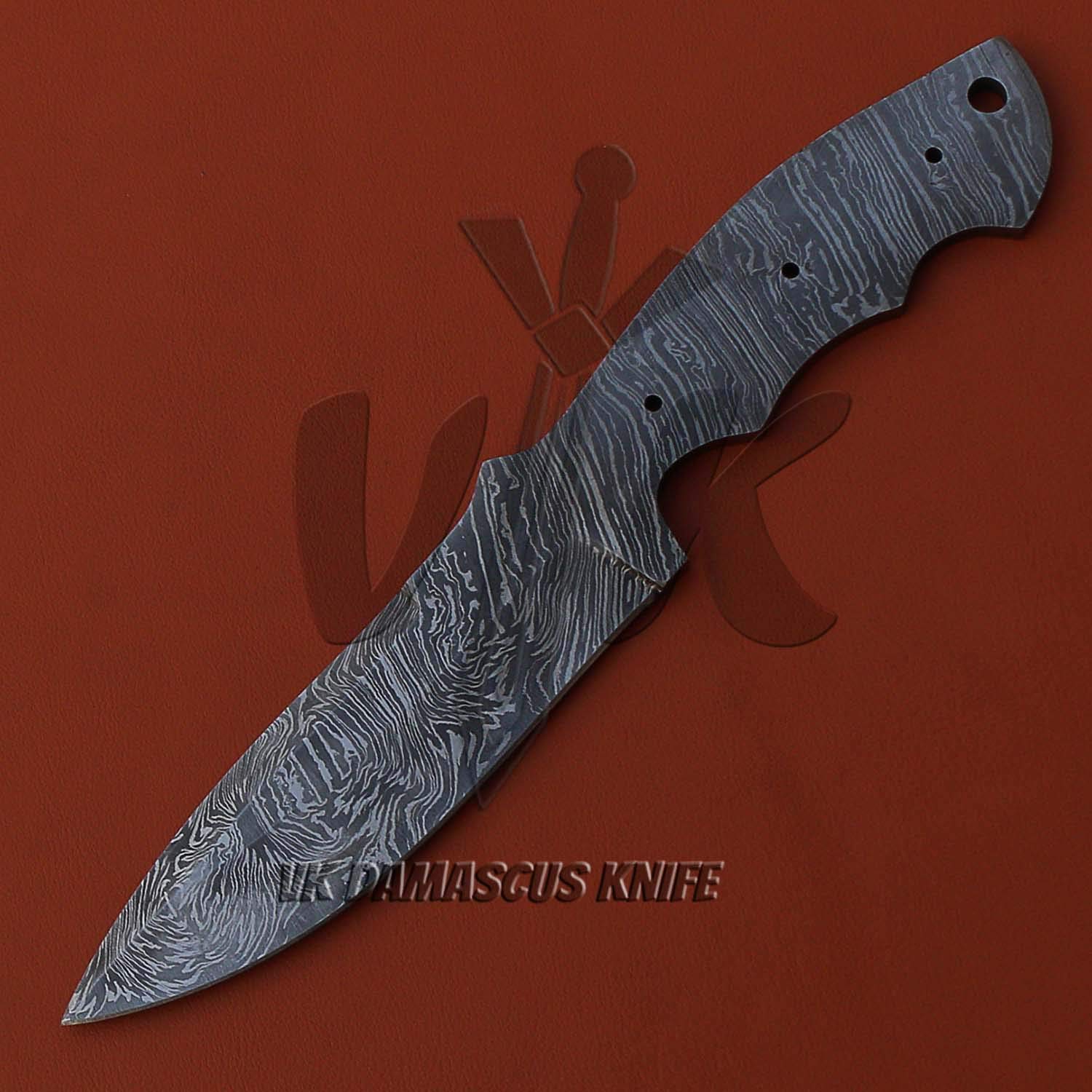 Damascus Steel Blank Blades for Knife Making Supplies, Full Tang Handmade 9 inch Damascus Hunting Knife Blank JNR 4055