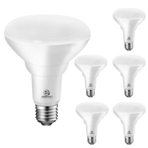 energetic led recessed light bulbs br30, 65w equivalent, dimmable, warm white 3000k, indoor flood lights for recessed cans, ul listed, 6 pack