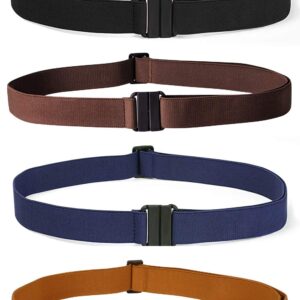 JASGOOD 4 Pack Invisible Women Stretch Belt No Show Elastic Web Strap Belt with Flat Buckle for Jeans Pants Dresses