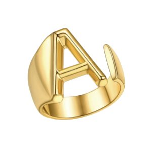 findchic initial ring chunky gold rings that don't tarnish statement ring for women cute letter a adjustable open rings for women 18k gold plated stacking name ring size 6 7 8 9 jewelry