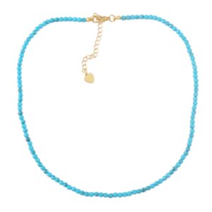 zengori 1 pcs 3mm faceted natural turquoise bead choker necklace adjustable handmade jewelry jt265-tq