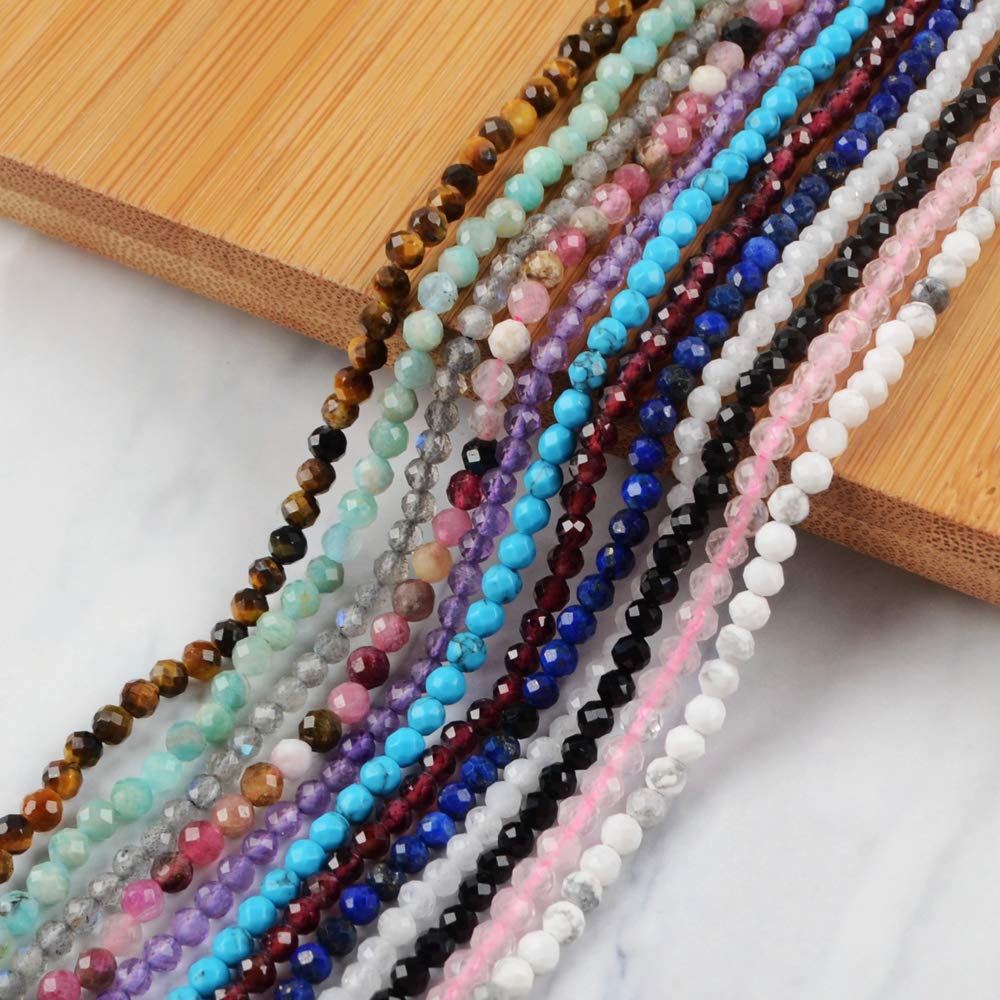 ZENGORI 1 Pcs 3mm Faceted Natural Turquoise Bead Choker Necklace Adjustable Handmade Jewelry JT265-TQ