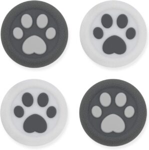 geekshare cat paw playstation 4 controller thumb grips-silicone joystick button caps-analog thumbsticks cover set compatible with switch pro and ps4 ps5 controller-2 pair/4 pcs(sesame gray)