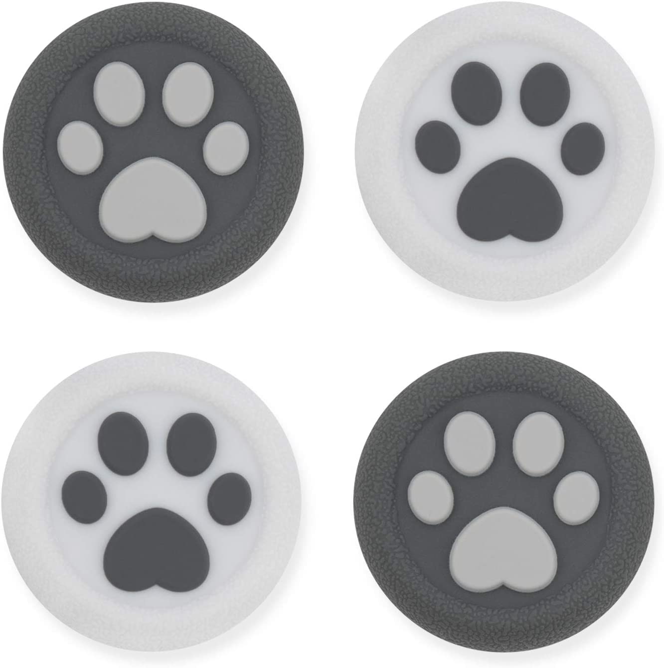 GeekShare Cat Paw Playstation 4 Controller Thumb Grips-Silicone Joystick Button Caps-Analog Thumbsticks Cover Set Compatible with Switch Pro and PS4 PS5 Controller-2 Pair/4 Pcs(Sesame Gray)