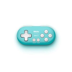 8Bitdo Zero 2 Bluetooth Gamepad Keychain Sized Mini Controller for Switch, Windows, Android, macOS & Raspberry Pi(Turquoise Edition)