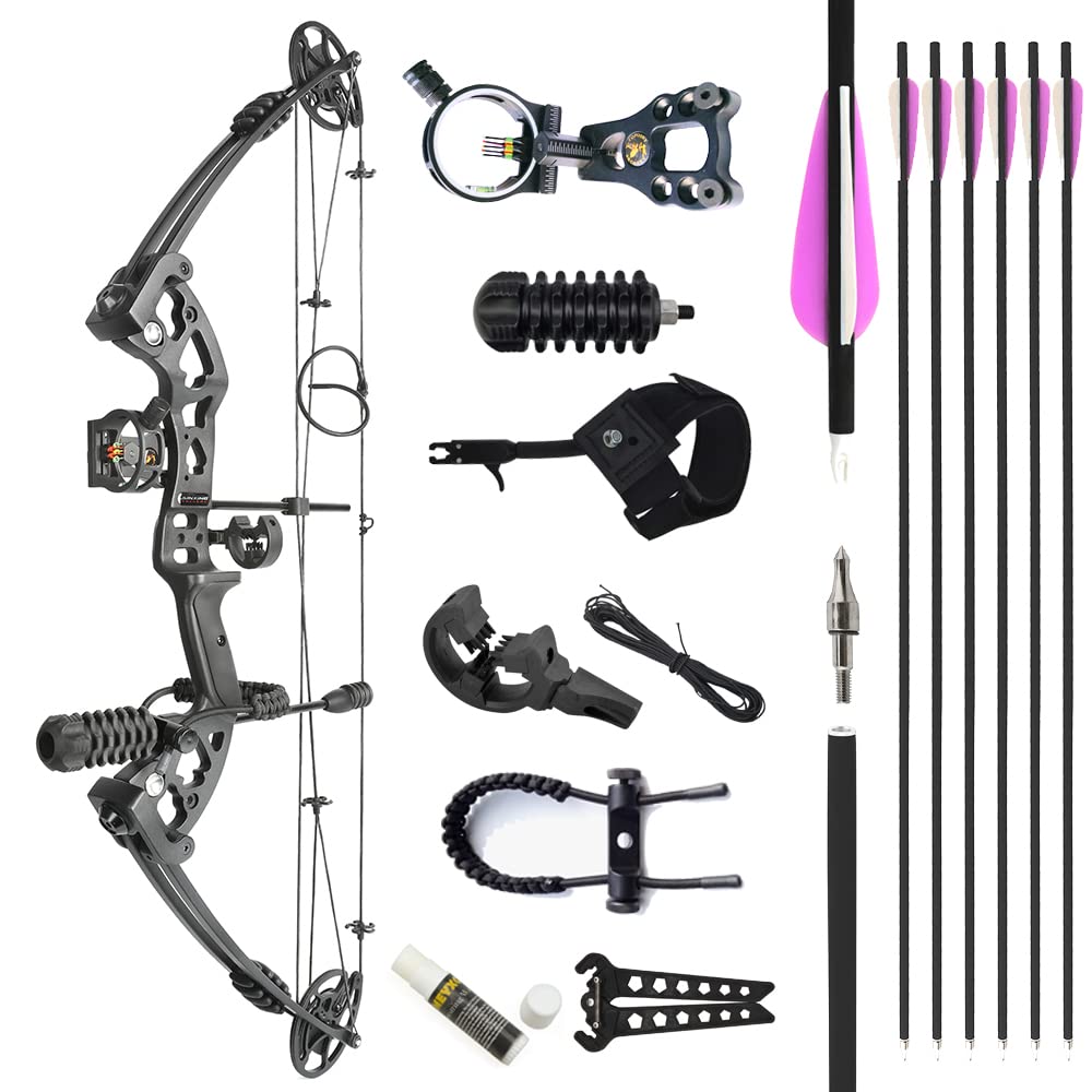 AMEYXGS Archery Compound Bows Kit Draw Weight 30-55 lbs Hunting Bow IBO 310fps Adults Archery with Hunting Accessories - Right Handed (Black)