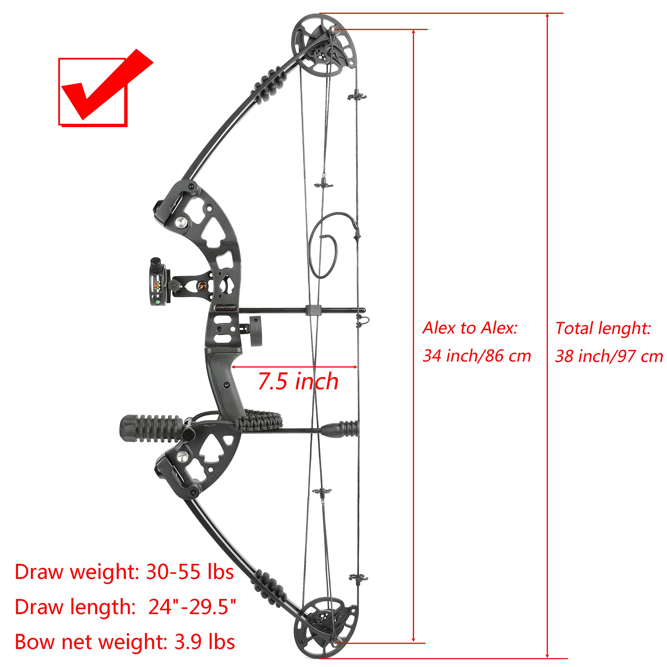 AMEYXGS Archery Compound Bows Kit Draw Weight 30-55 lbs Hunting Bow IBO 310fps Adults Archery with Hunting Accessories - Right Handed (Black)