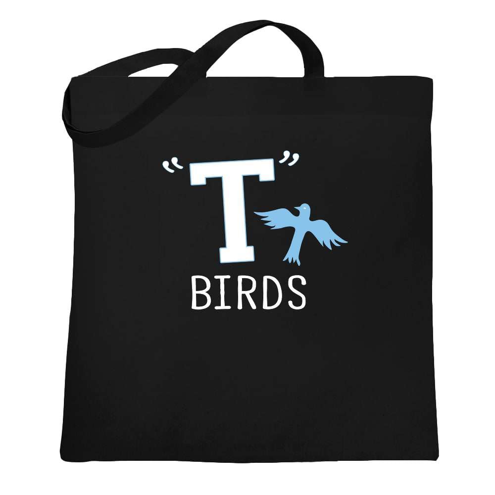 T Birds Canvas Tote Bag for Women, Cloth Bag Tbird Gang Logo Graphic Tees Black 15x15 inches