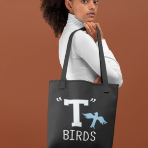 T Birds Canvas Tote Bag for Women, Cloth Bag Tbird Gang Logo Graphic Tees Black 15x15 inches