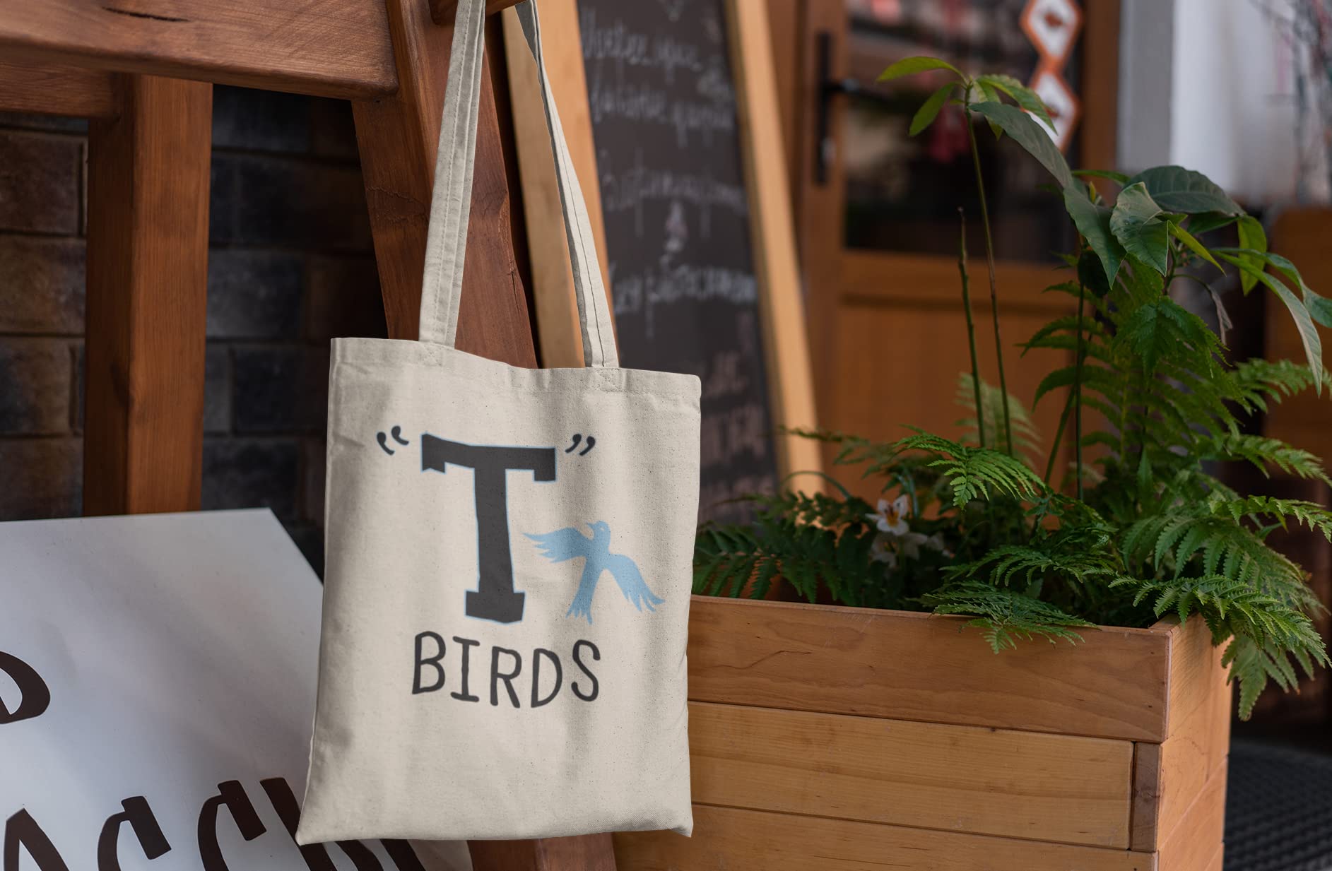 T Birds Canvas Tote Bag for Women, Cloth Bag Tbird Gang Logo Graphic Tees Black 15x15 inches