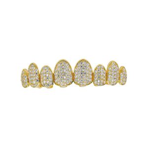 14k gold plated joker gold grillz for mouth top bottom hip hop teeth grills for teeth mouth grillz for mouth top bottom hip hop 8 teeth grills for teeth mouth set (top only)