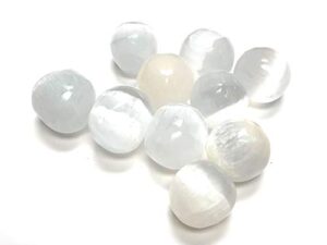 zentron crystal collection tumbled selenite pieces - 1" stones in velvet bag (5)