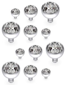 dyknasz 12pcs 14g grade 23 titanium dermal anchor tops internally threaded clear gem for women men