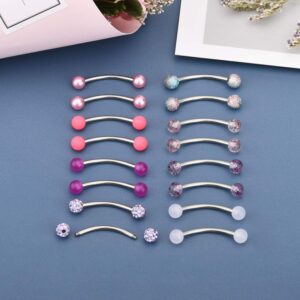 FECTAS 14g Stainless steel Long Nipple Rings Curved Barbells Pettie Belly Rings Curved Barbells Nipplerings Piercing Jewelry for Women 18mm Bars