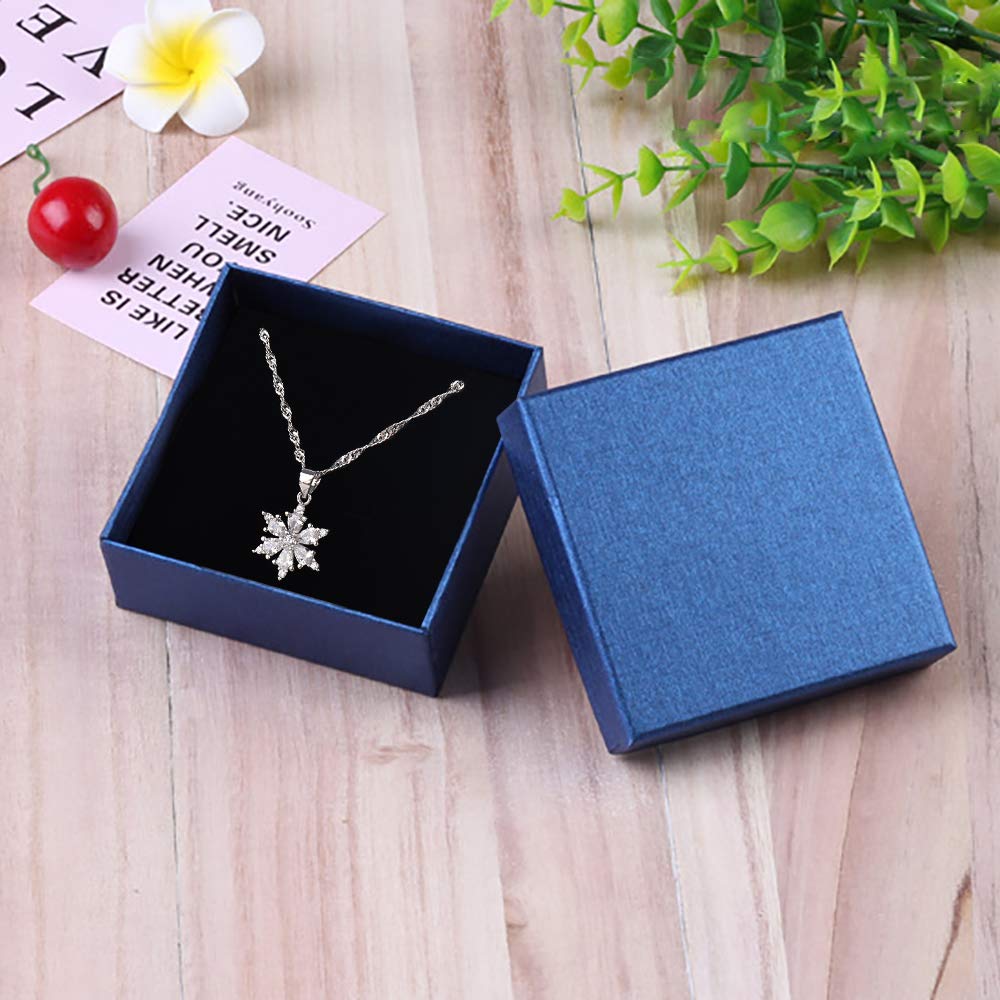 OKA Lucky Snowflake Necklace Long Pendant Necklace with White Cubic Zirconia Silver Jewelry Christmas New Year Holiday Gifts for Women Girls