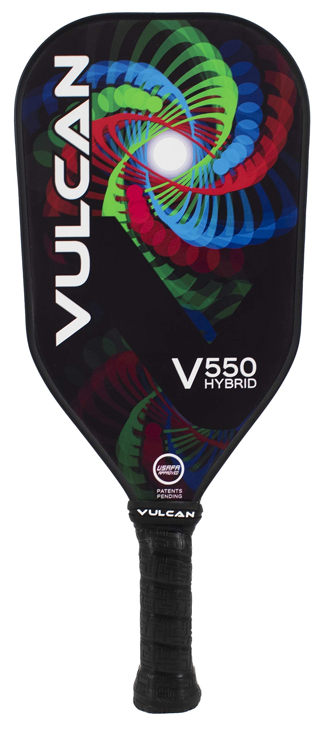 Vulcan | V550 Pickleball Paddle | Hybrid Performance | Polypropylene Core - Carbon Fiber Surface | USAP Approved | Black Entropy