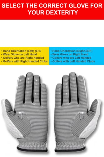 Caddy Daddy Claw Golf Gloves for Men | Mesh Gloves for Breathability | Flex-Mesh Design | Silicone-Web Coating for Max. Grip | Left & Right Hand | 100% Machine-Washable | Black, White, Grey