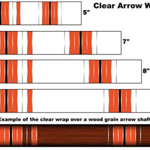 White Water Archery Non-Laminated Clear Transparent Orange Crests Traditional 13 Arrow Wraps 15 Pc Pack Choose Length Width (9, 75)