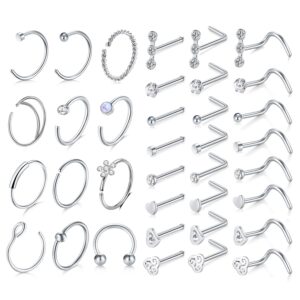 modrsa nose rings nose piercings hoop nose rings for women stainless steel silver nose rings studs 20g