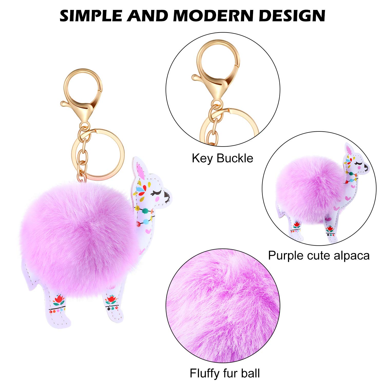 WILLBOND 9 Pieces Animal Pom Pom Keychain Cute Faux Fur Key Ring for Women Girls Bag Accessories