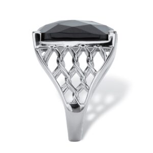 PalmBeach Sterling Silver Emerald Cut Natural Black Onyx Checkerboard Cut Ring Sizes 6-10 Size 8