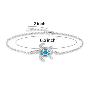 PUPILLEMON Blue Opal Sea Turtle Bracelet Sterling Silver Bracelets Fine Jewelry for Women Gifts