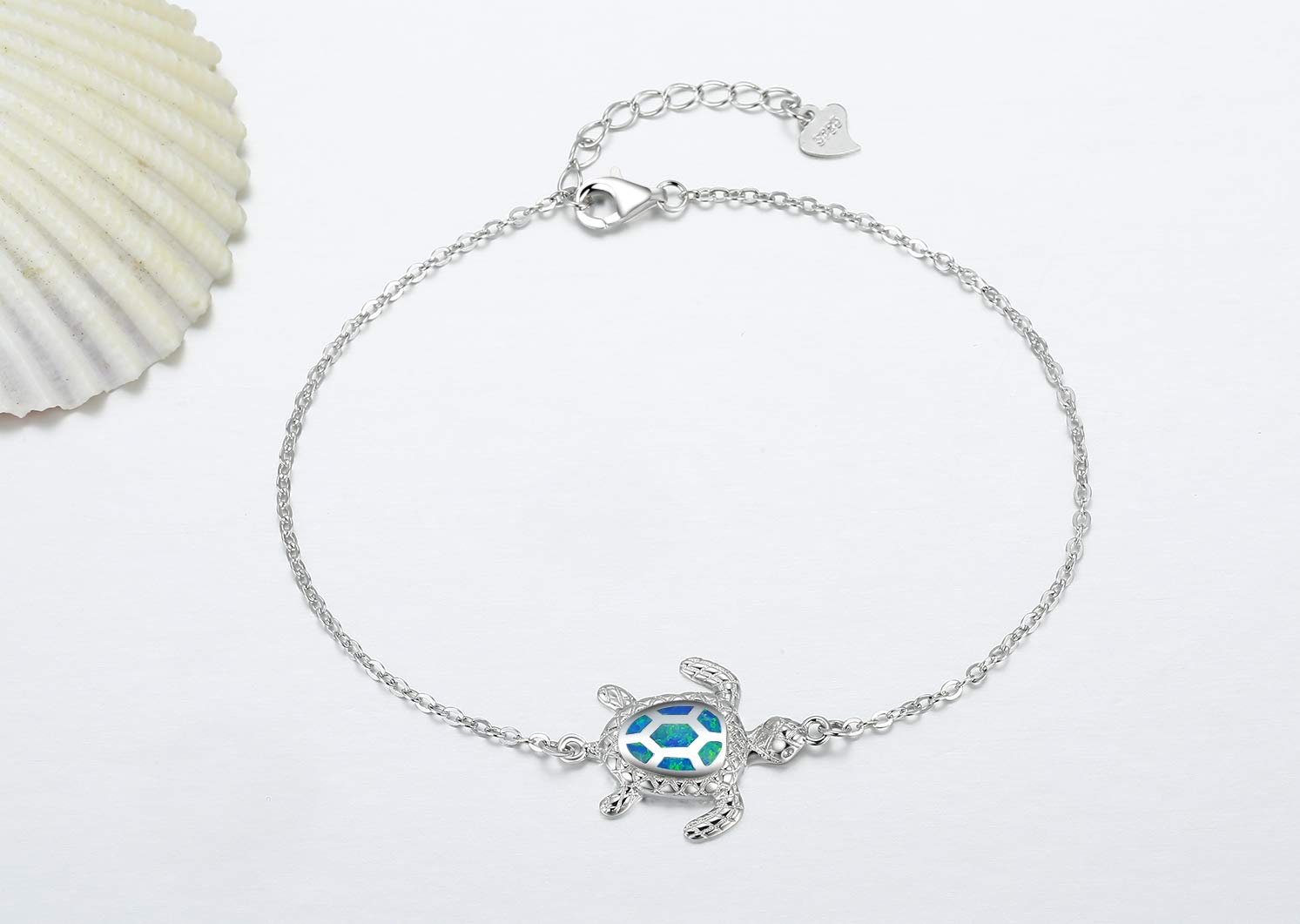 PUPILLEMON Blue Opal Sea Turtle Bracelet Sterling Silver Bracelets Fine Jewelry for Women Gifts