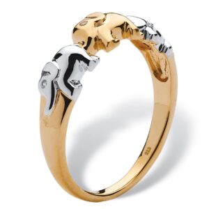 PalmBeach Yellow Gold-plated Sterling Silver Genuine Diamond Accent Two Tone Elephant Ring Sizes 6-9 Size 6