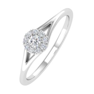 0.09 carat prong set diamond engagement ring in 10k white gold (ring size 5)