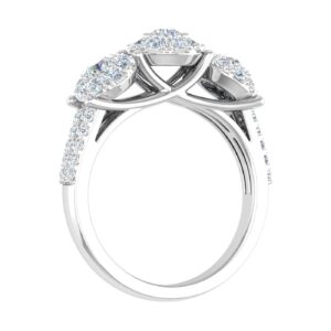 FINEROCK 1 Carat 3-Stone Prong Set Diamond Engagement Ring in 10K White Gold - IGI Certified (Ring Size 7)