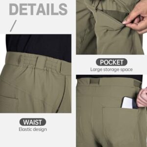 FREE SOLDIER Men's Outdoor Cargo Hiking Pants with Belt Lightweight Waterproof Quick Dry Tactical Pants Nylon Spandex (Mud 32W/32L)