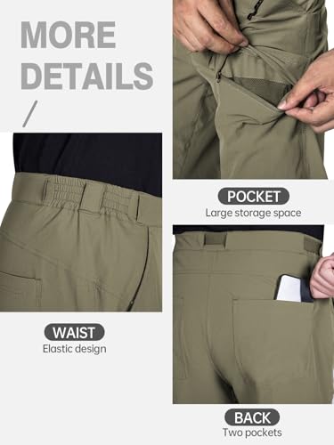 FREE SOLDIER Men's Outdoor Cargo Hiking Pants with Belt Lightweight Waterproof Quick Dry Tactical Pants Nylon Spandex (Mud 32W/32L)