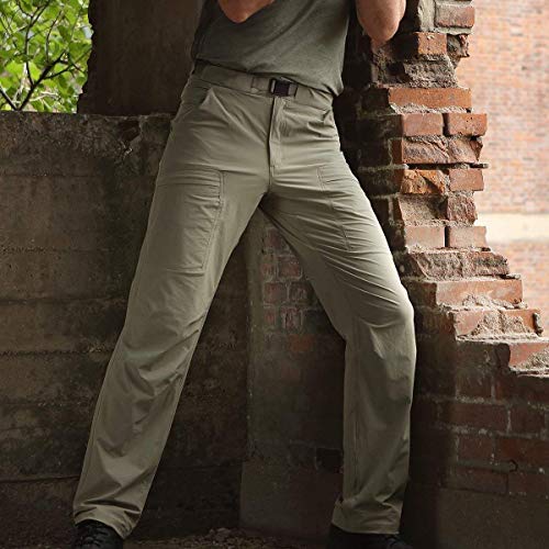 FREE SOLDIER Men's Outdoor Cargo Hiking Pants with Belt Lightweight Waterproof Quick Dry Tactical Pants Nylon Spandex (Mud 32W/32L)