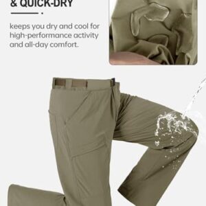 FREE SOLDIER Men's Outdoor Cargo Hiking Pants with Belt Lightweight Waterproof Quick Dry Tactical Pants Nylon Spandex (Mud 32W/32L)