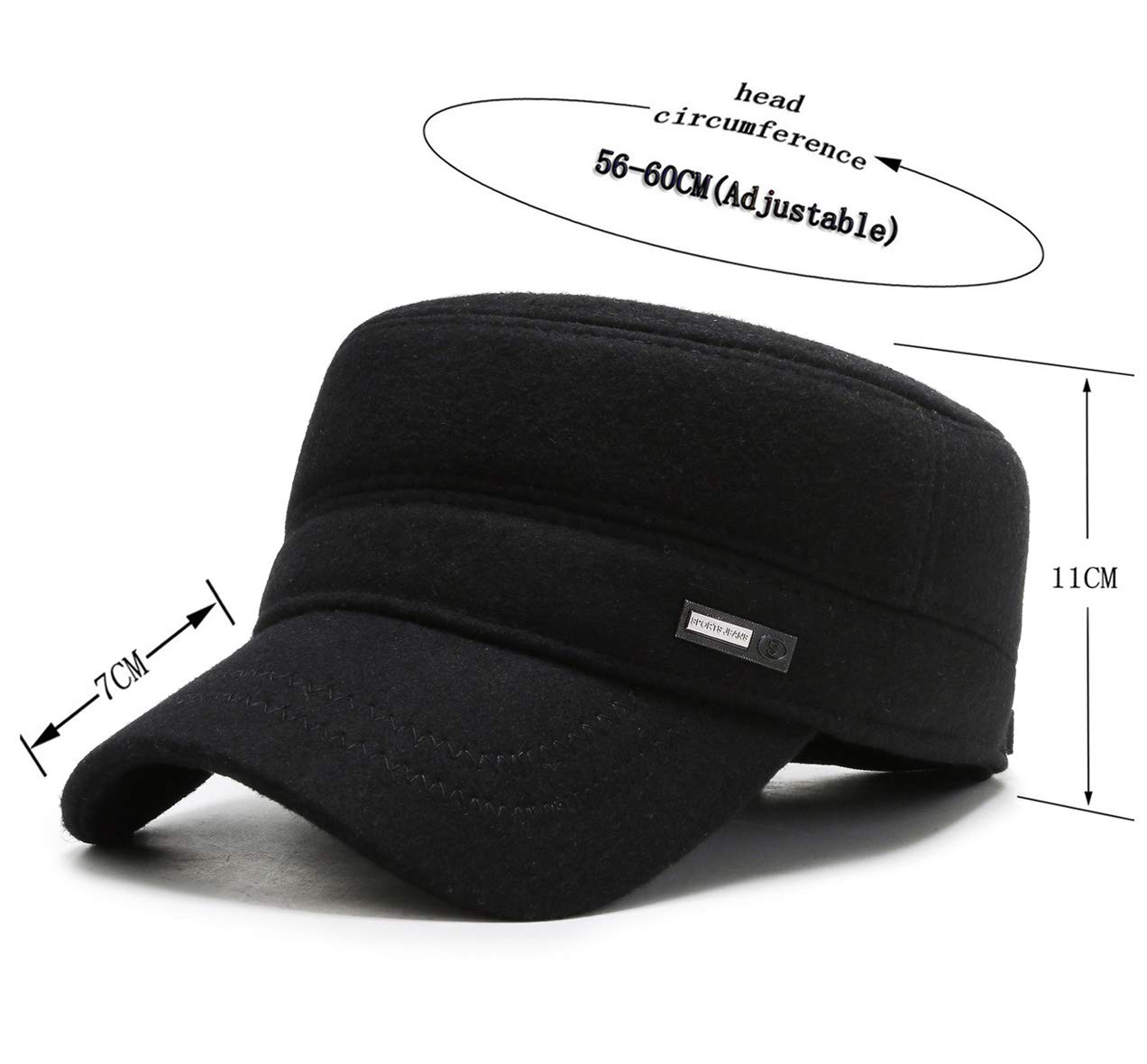 MRACSIY Mens Baseball Cap Winter Caps for Head Circumference 56-60cm (Black 11)