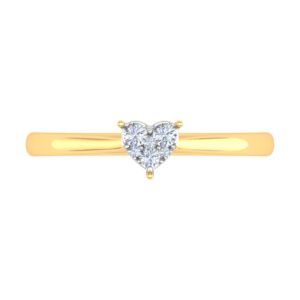 FINEROCK 0.15 Carat Heart Shaped Diamond Ring in 14K Yellow Gold (Ring Size 7) (I1-I2 Clarity)