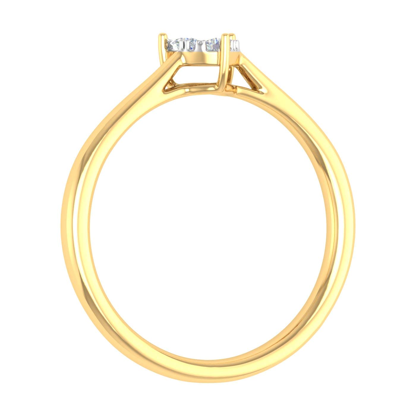 FINEROCK 0.15 Carat Heart Shaped Diamond Ring in 14K Yellow Gold (Ring Size 7) (I1-I2 Clarity)