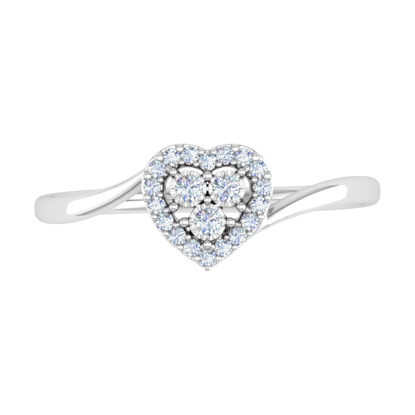 1/10 Carat Diamond Heart Shaped Ring in 10K White Gold (Ring Size 7.5)