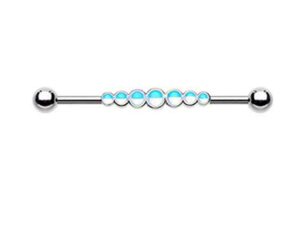 amelia fashion 14 gauge illuminating moonstone row industrial barbell industrial barbell cartilage 316l surgical stainelss steel (steel/clear moonstone)