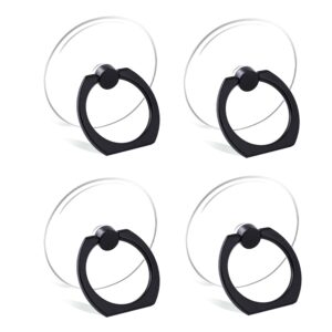 cell phone ring holder stand transparent finger grip loop 360 degree rotation finger ring stand (4 x black (round))